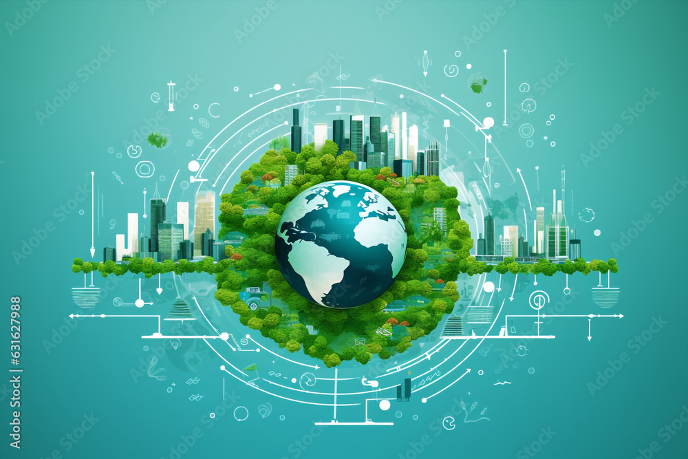 Environmental technology concept. Abstract illustration. Sustainable ...