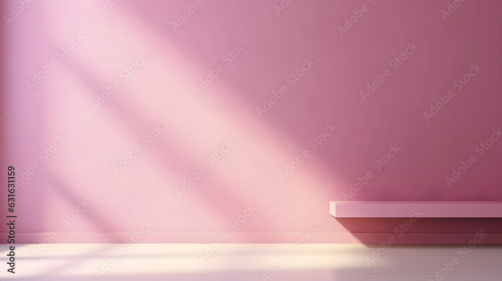 Pink room background for product presentation with shadow and light ...
