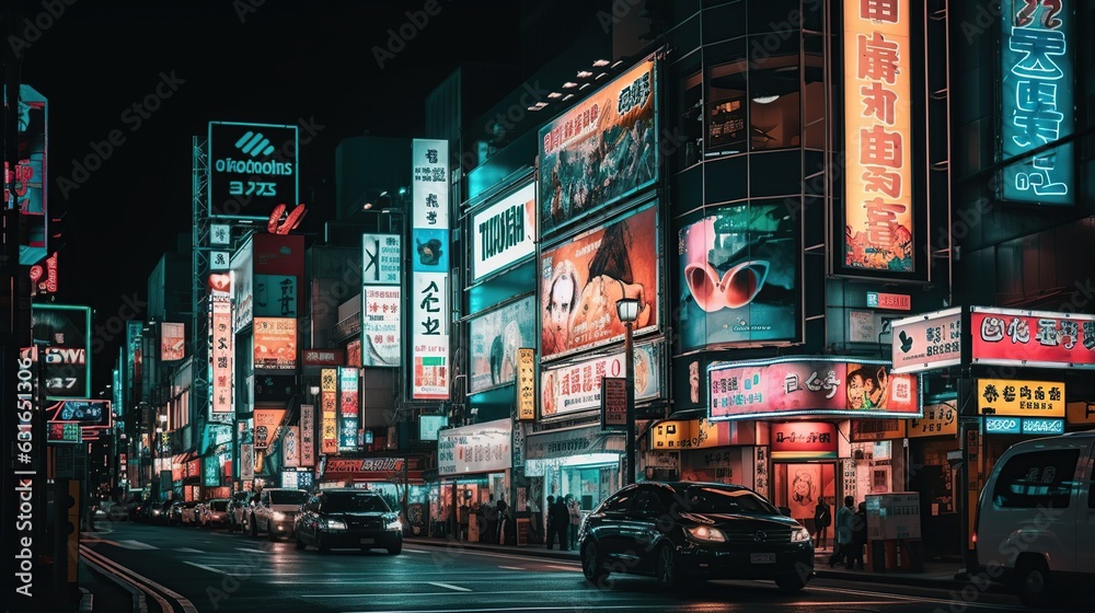 Photo Tokyo, Japan Advertisement billboards and signs on nightlife ...