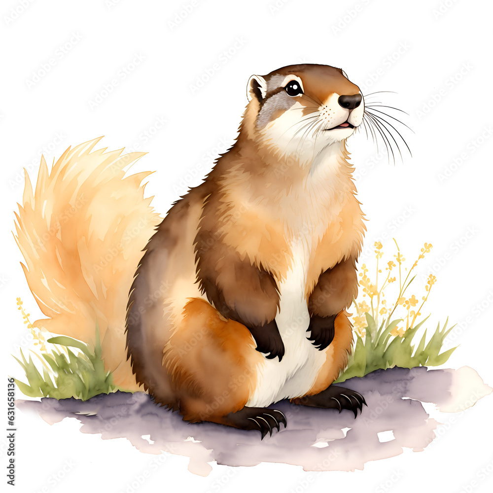 Marmot in cartoon style. Cute Little Cartoon Marmot isolated on white ...