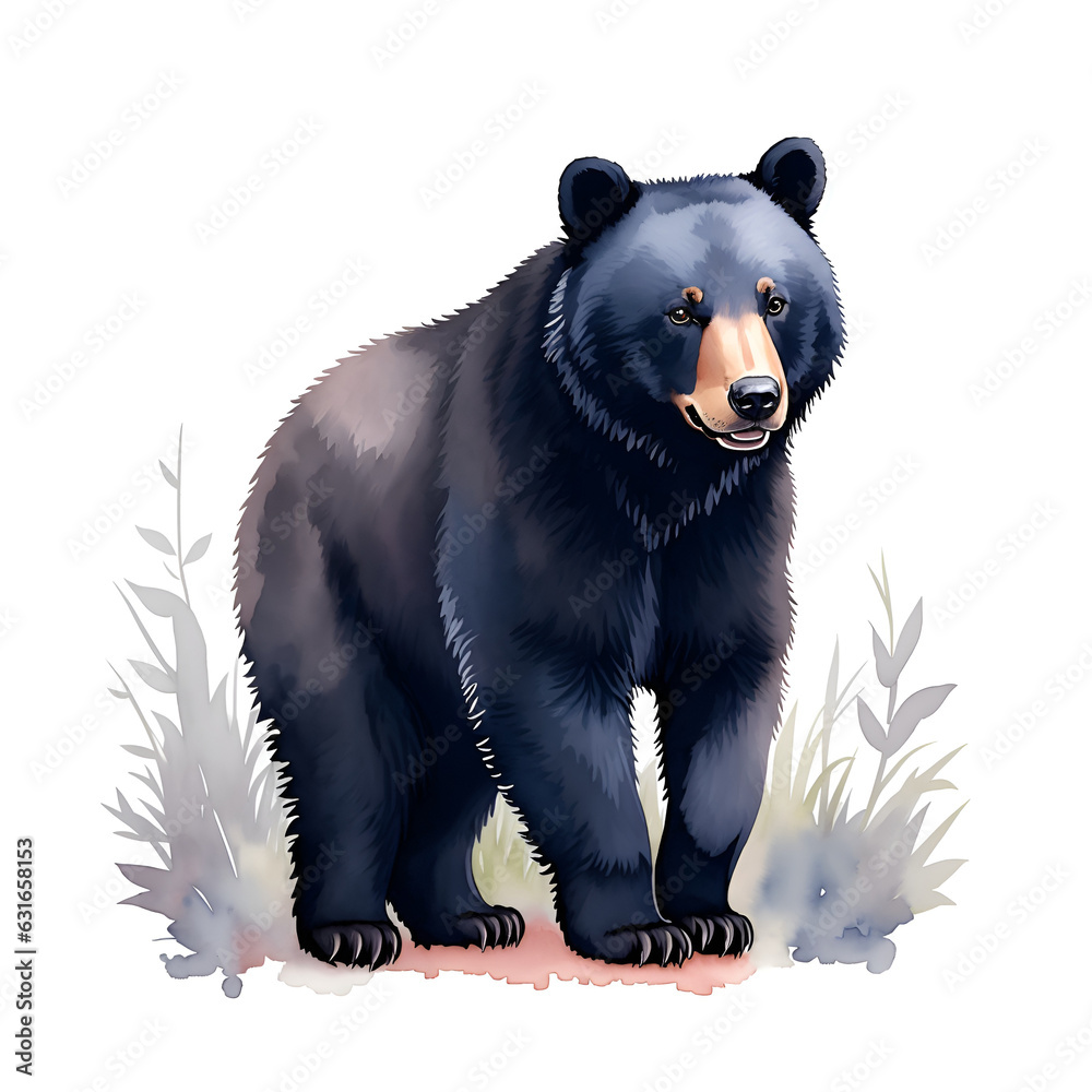 Black bear in cartoon style. Cute Little Cartoon Black bear isolated on ...