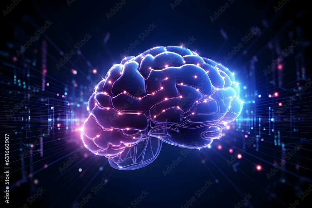 Abstract technology Ai computing concept Brain working data of Artificial intelligence Stock ...