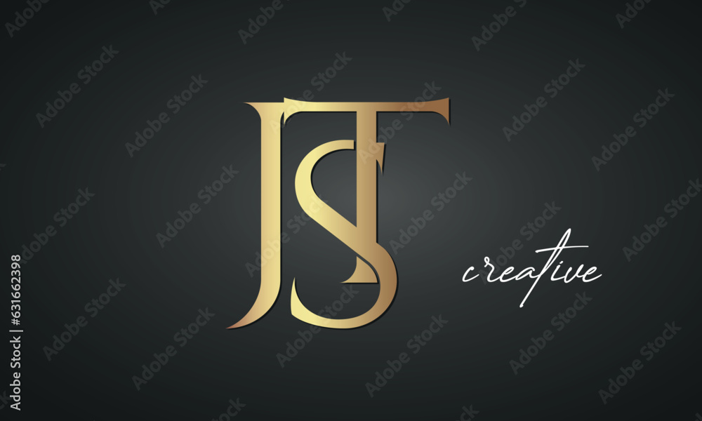 luxury letters JST golden logo icon premium monogram, creative royal ...