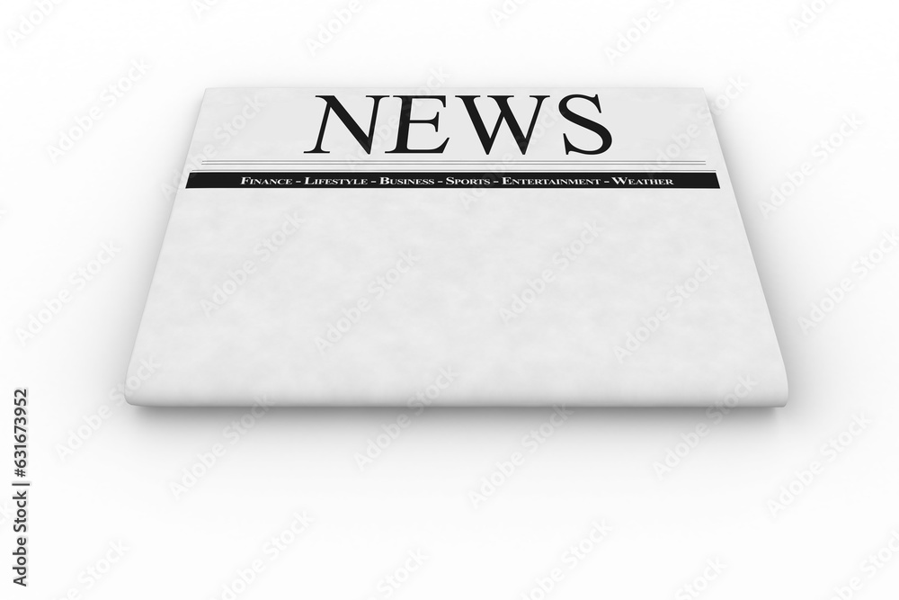 Digital png illustration of blank newspaper with news text on ...