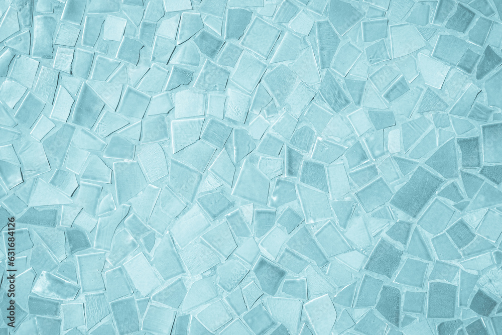 Real photo of broken tiles mosaic. High-resolution blue tile floor ...