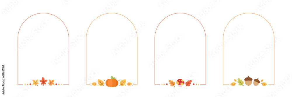 Vertical Autumn Frame Border Set. Halloween, Fall and Thanksgiving ...