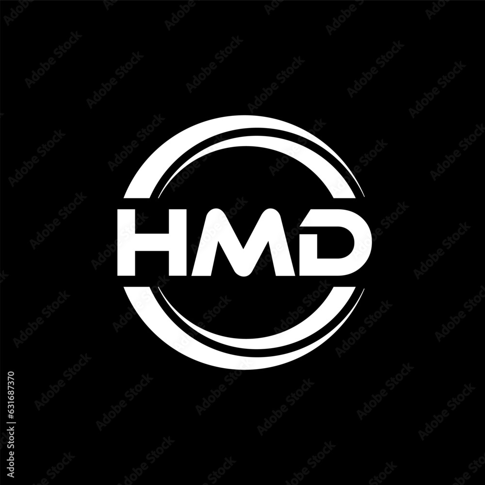 HMD letter logo design with black background in illustrator, vector ...