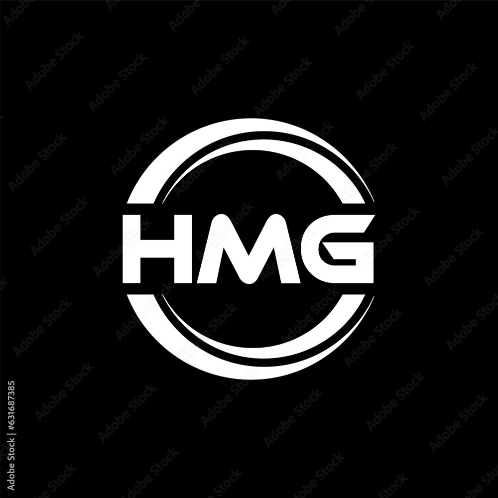 HMG letter logo design with black background in illustrator, vector ...
