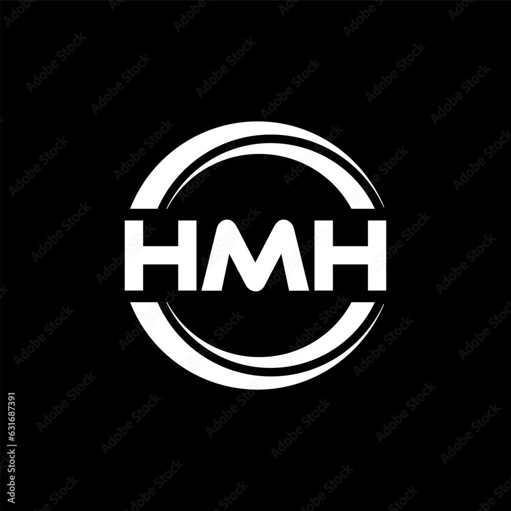 HMH letter logo design with black background in illustrator, vector ...