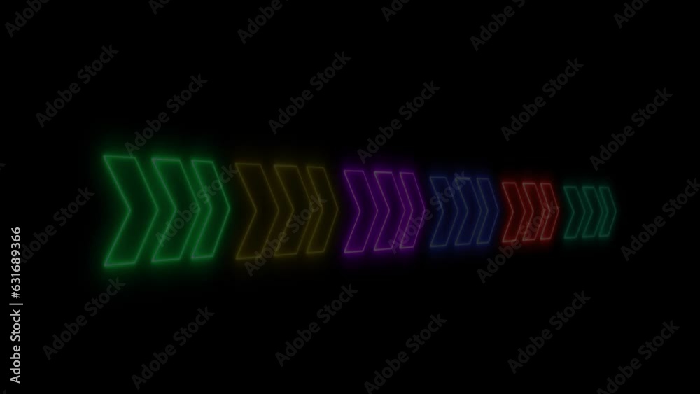 Realistic shining signboard animation. Glowing arrow pointers icon ...