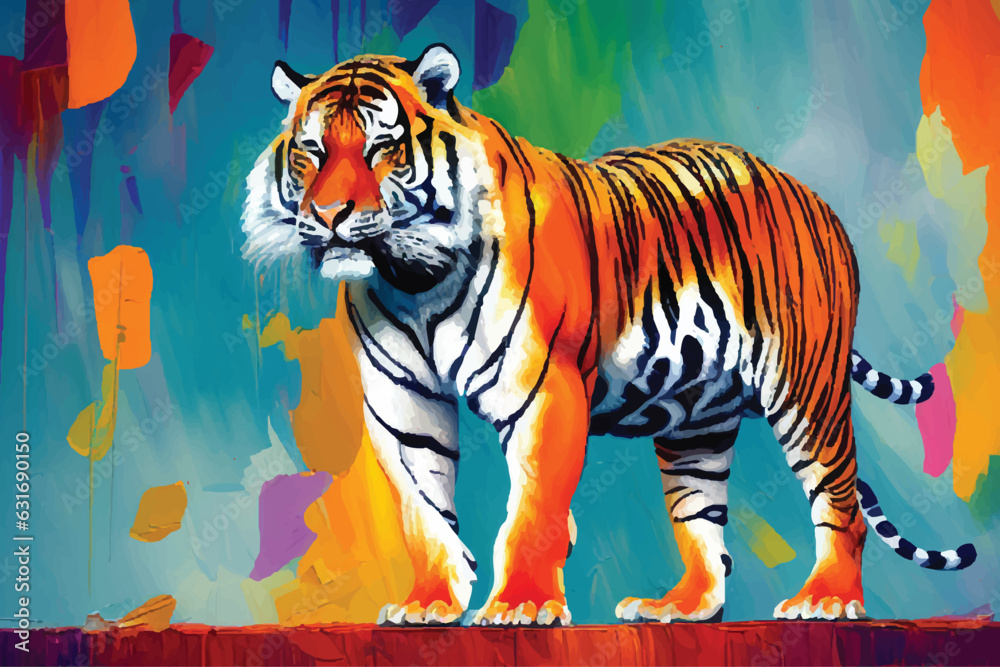 painting abstract tiger vector watercolor hand painted; Generative AI ...