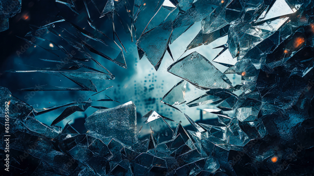 Broken Cracked Glass Shards Reflecting Light: Sharp and Shiny ...