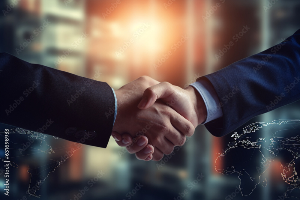 Smart logistics, Global business concept, Businessman making handshake ...