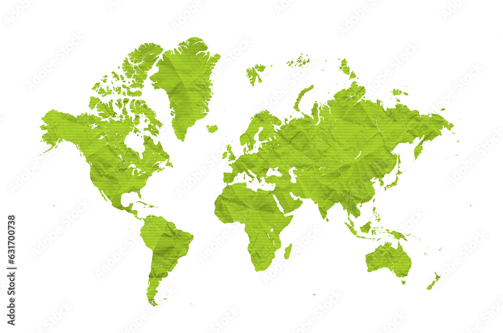 World Map with Crumpled Paper Texture: Simulating Mountain Ranges Stock ...