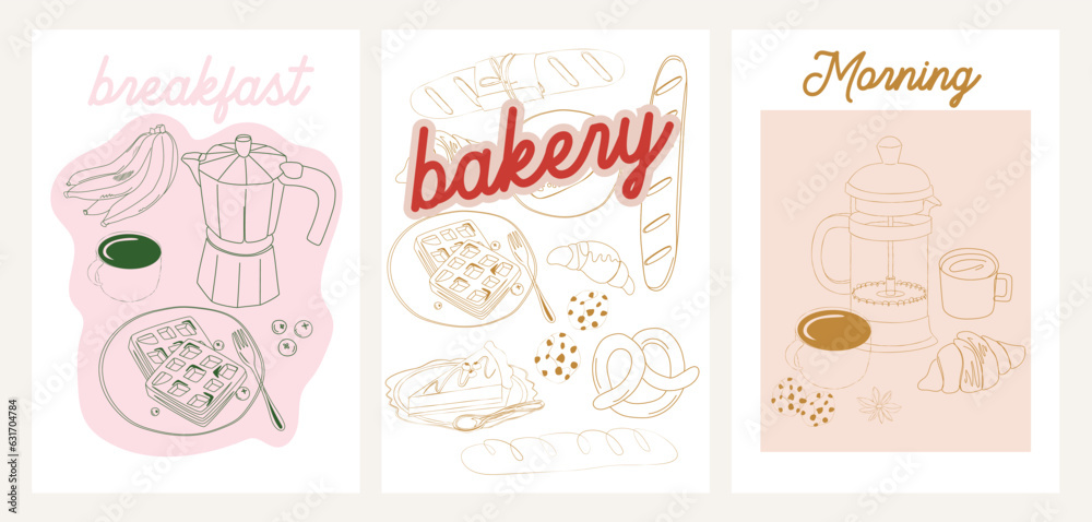 Collection of Retro Kitchen wall art. Food Poster template. Interior ...