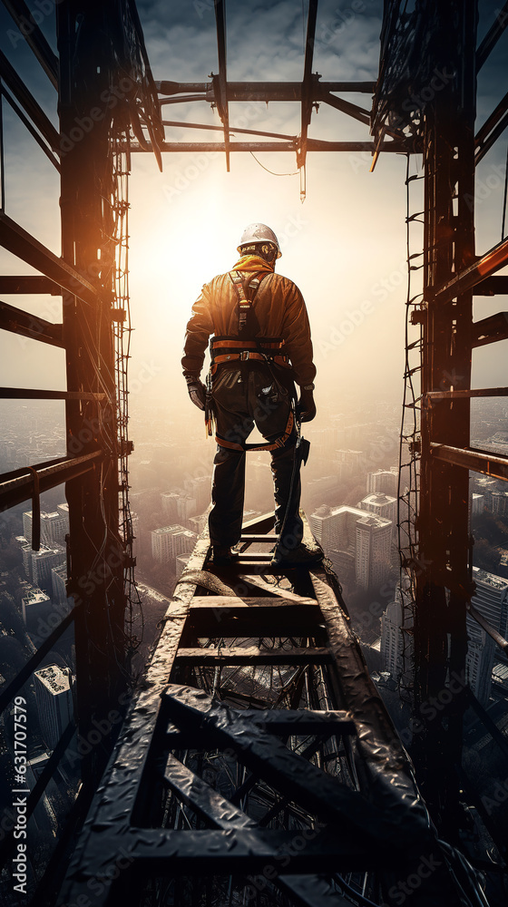 construction engineer worker at heights,architecture sci-fi ...
