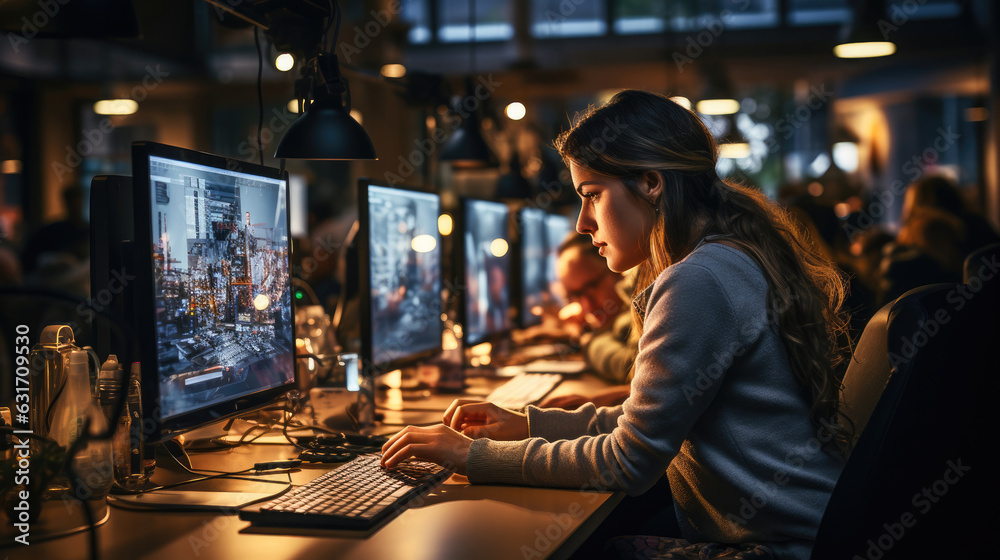 Coding session with people, working on lines of code in a realistic ...