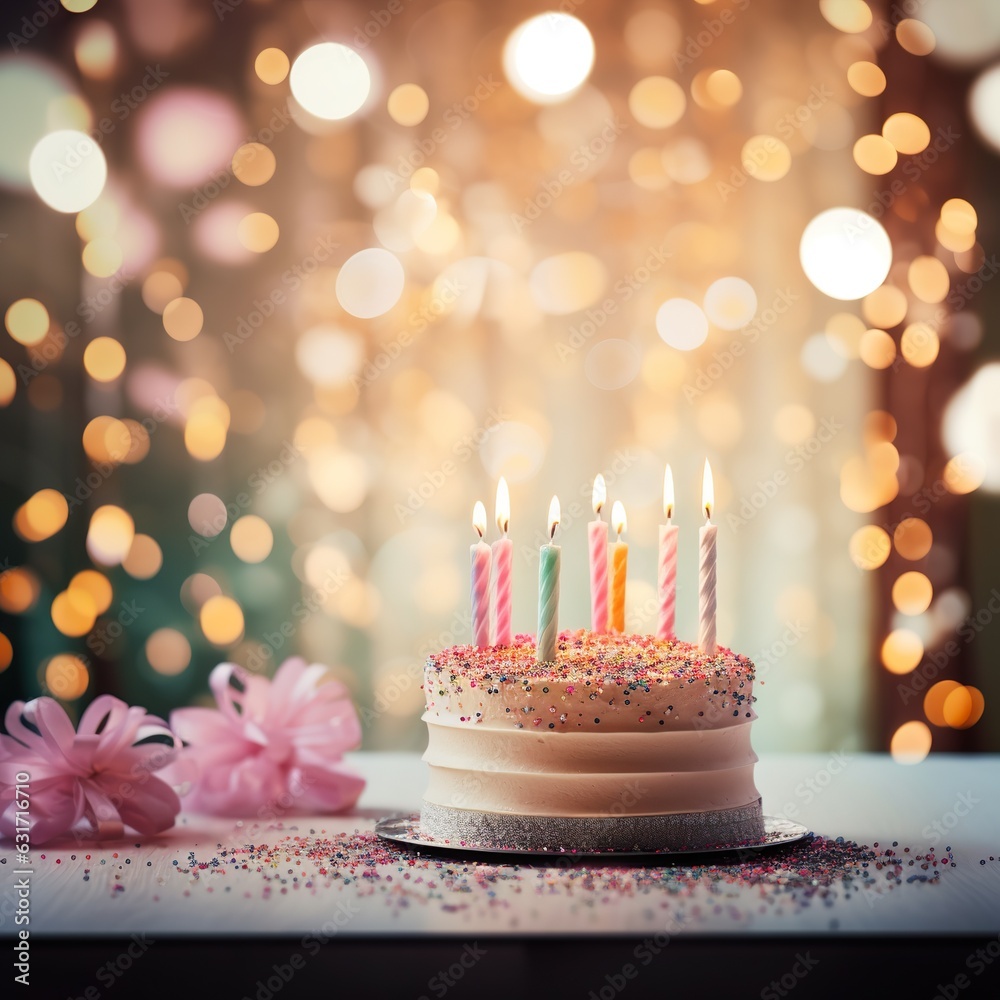 Realistic photography of a birthday party with bokeh as the background ...