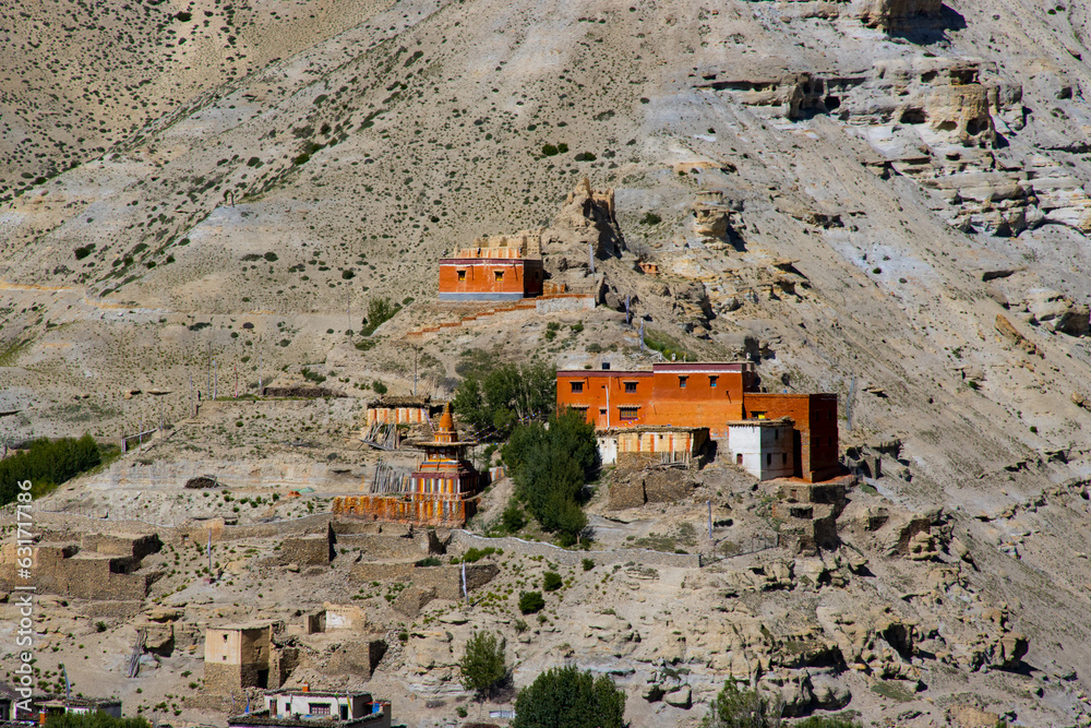 A gompa gumba monastery in Ghiling Village of Upper Mustang in the ...