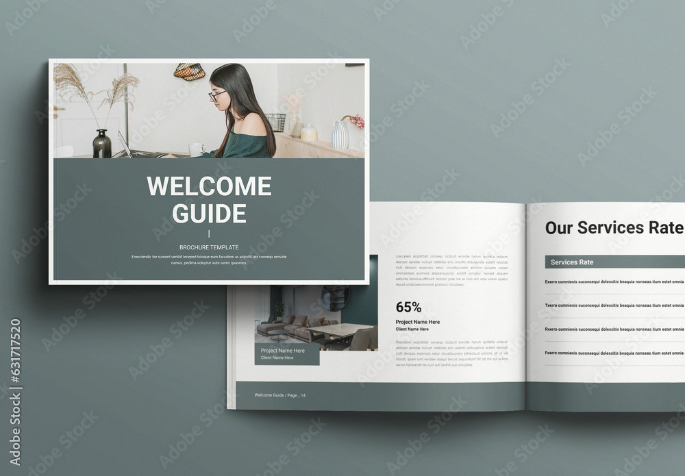 Modelo de Welcome Guide Template Magazine Layout Landscape do Stock ...