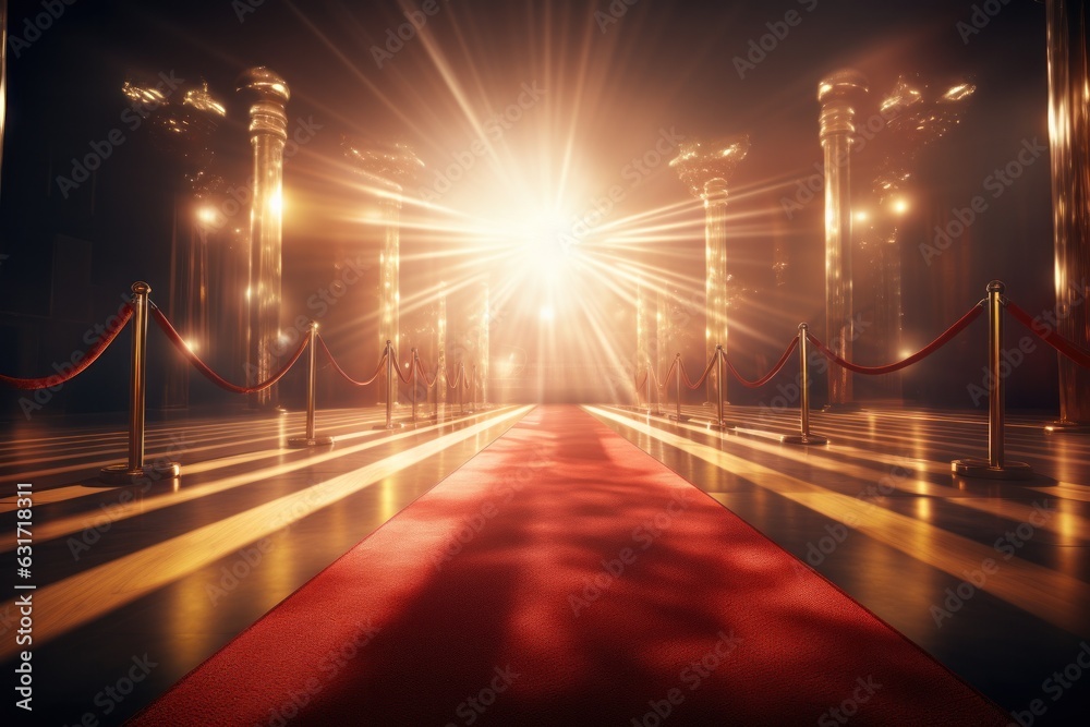 Red carpet with lights in the spotlight Stock Photo | Adobe Stock