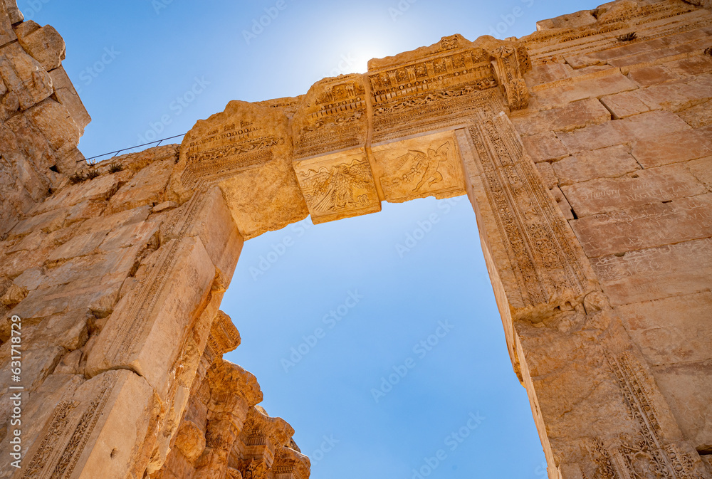 Temple of Bacchus. The ruins of the ancient city of Baalbek in Lebanon ...