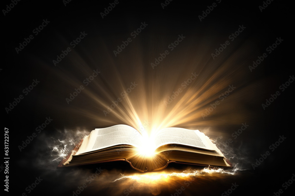 Holy Bible with light emitting from it created with Generative AI ...