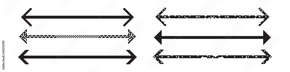 Double pixel art long straight line arrow vector icon. Simple thin ...