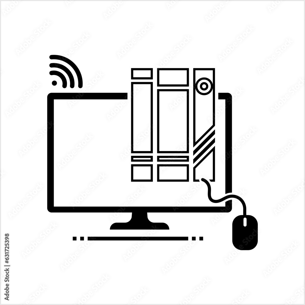Online Library Icon, E-Library, Digital Book, Resources Stock Vector ...