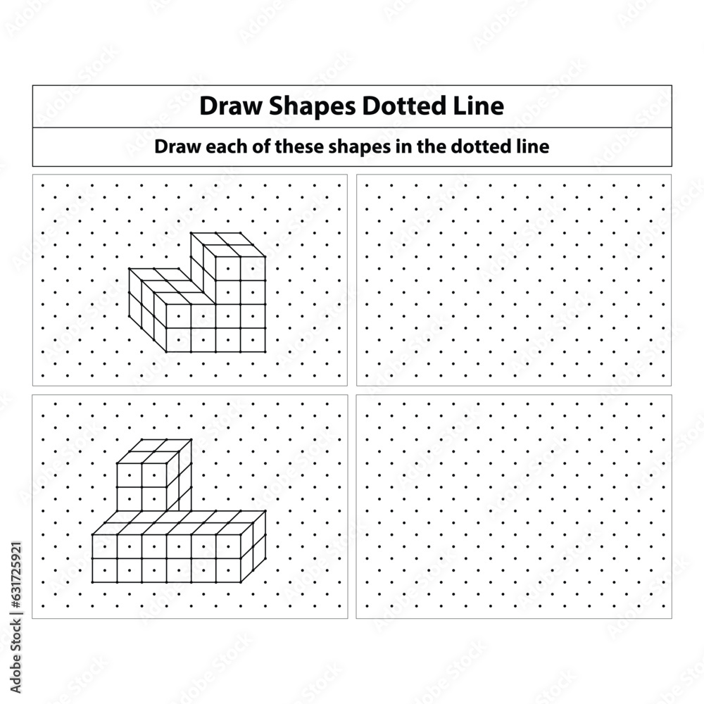 Dots grid Draw isometric cube each of these shapes of the dotted line ...
