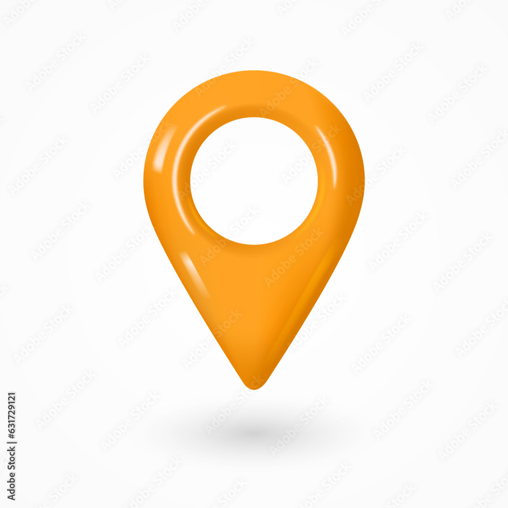 3D realistic location orange map pin gps pointer markers vector ...