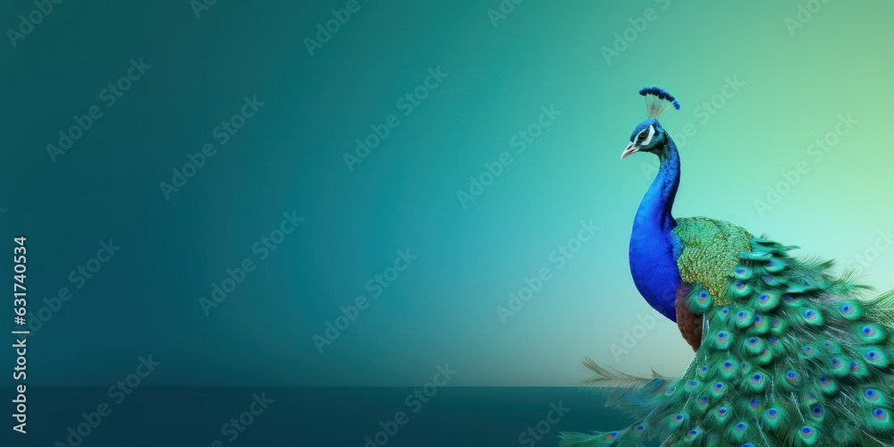 beautiful peacock, realistic, minimal, smooth gradient background ...