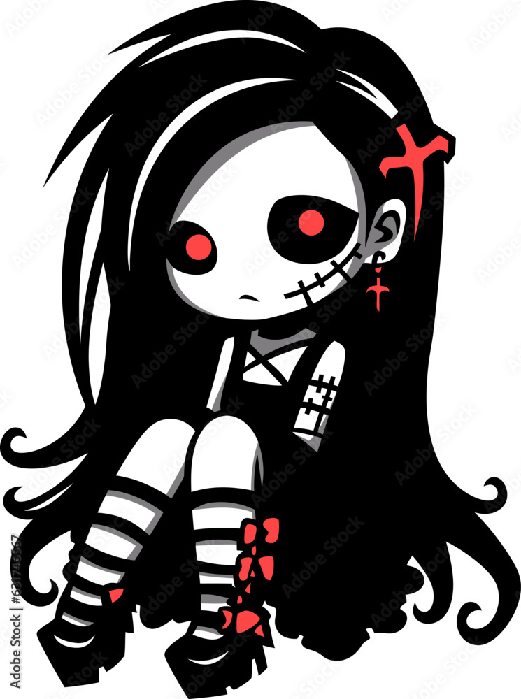 vector cute zombie girl illustration Stock Vector | Adobe Stock