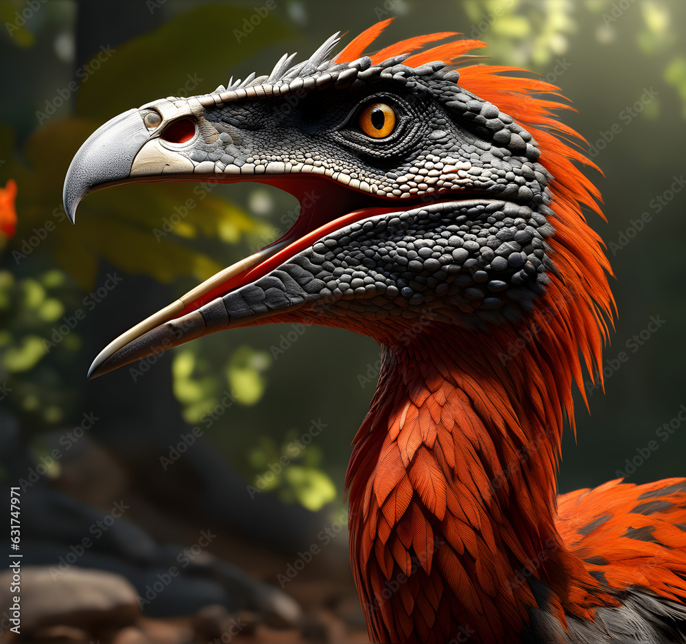 deinonychus dinosaur. Ancient dinosaur in the jungle. Jurassic period ...