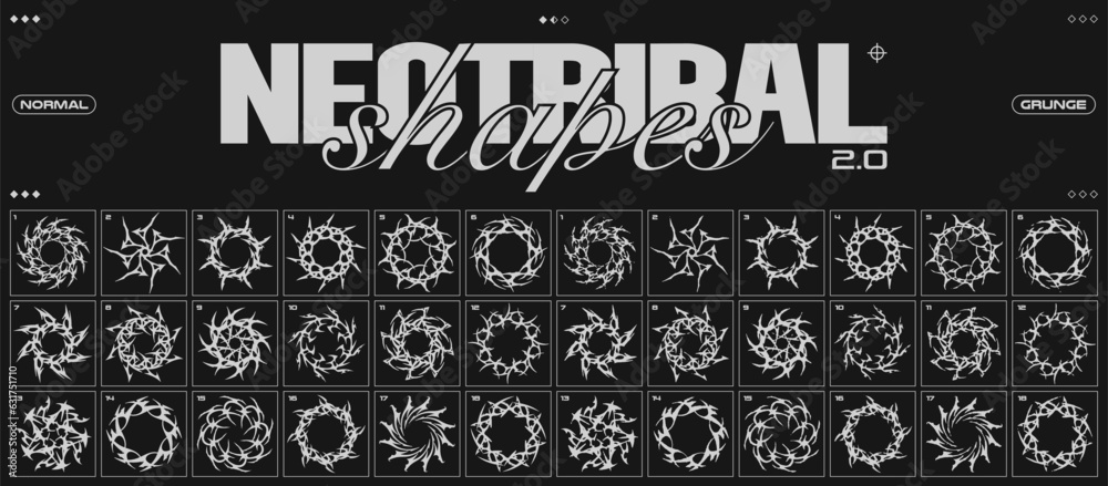Collection of Neo Tribal circles. Gothic y2k sharp spikes with bones ...
