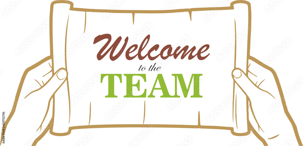 Welcome to the team, greeting card, poster and banner for media and web ...