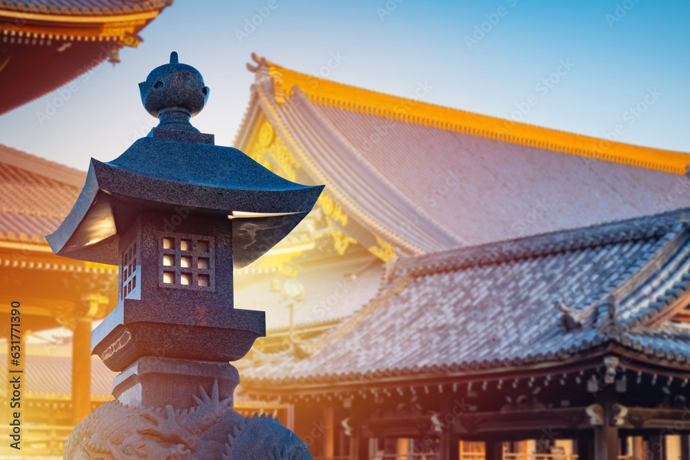 Japanese stone lantern. Temple in Tokyo. Landmarks of asia. Asakusa ...