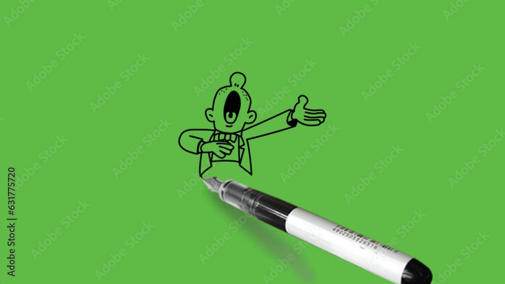 draw cartoon character to make continuously slow and steady musical ...