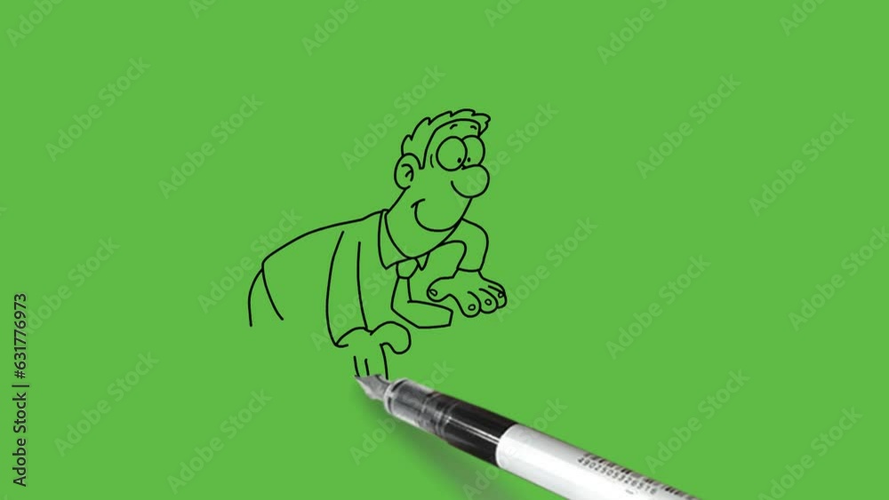 draw young man lean forward on computer place on center table do work ...