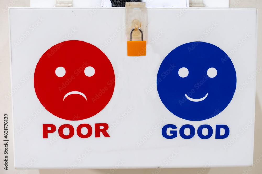 suggestion box with smiley and sad face emojis on white background,Mail ...
