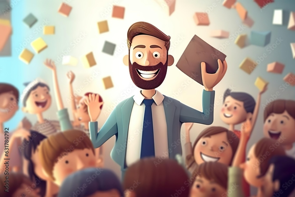 Happy teacher on world teachers day Stock Illustration | Adobe Stock