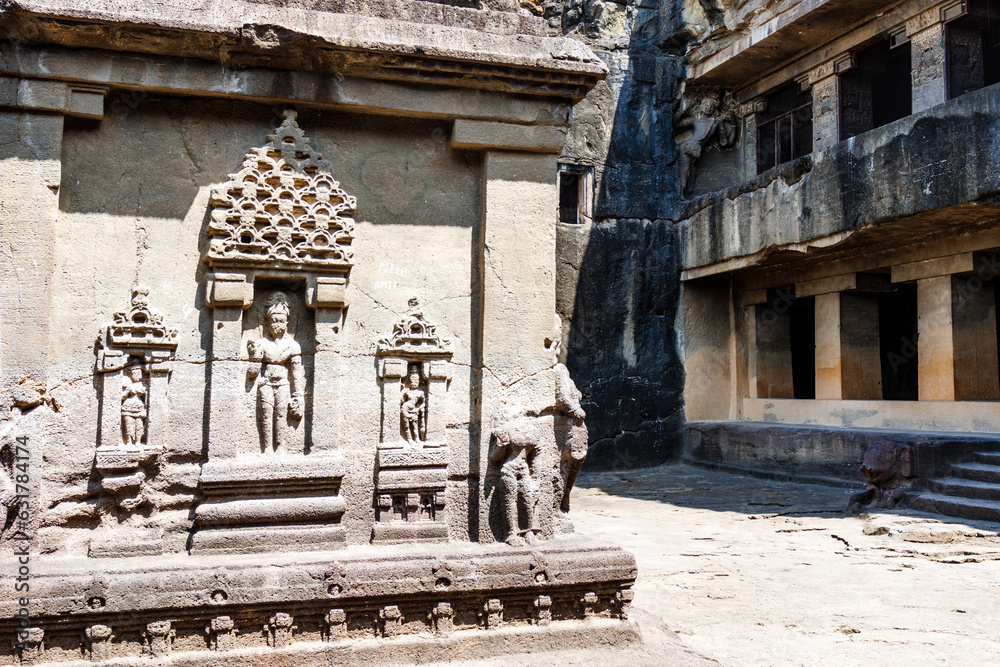Exterior of the Dashavatara Cave, Cave 15, Ellora caves, Ellora ...