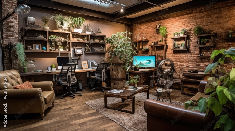 Inspiring office interior design Rustic style Co-working featuring ...