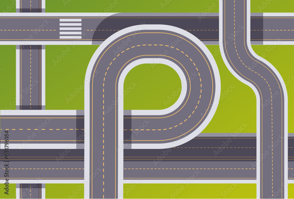 Highway road interchange expressway freeway concept. Vector flat ...