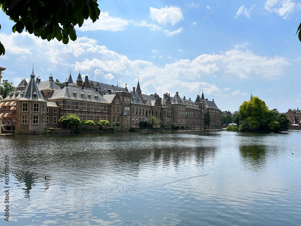 Landscape of Dutch government headquarters building The Binnenhof in ...