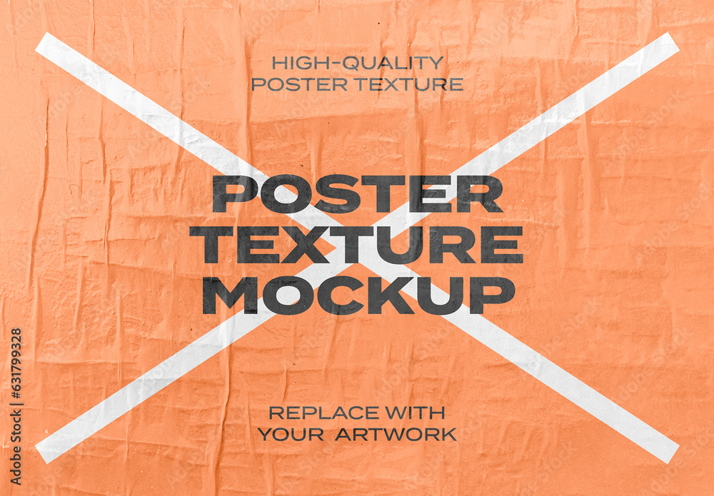 Close-Up Poster Mockup Texture Template Branding Identity Paper Glued ...