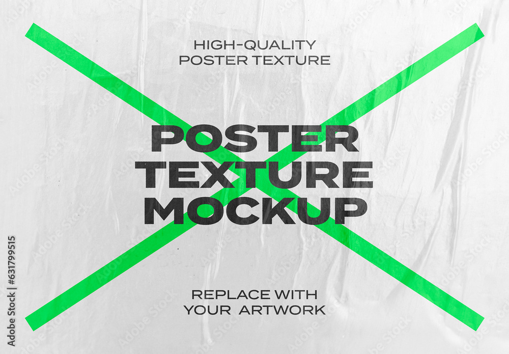 Close-Up Poster Mockup Texture Template Branding Identity Paper Glued ...