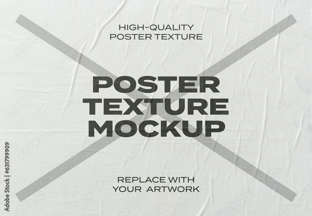 Close-Up Poster Mockup Texture Template Branding Identity Paper Glued ...