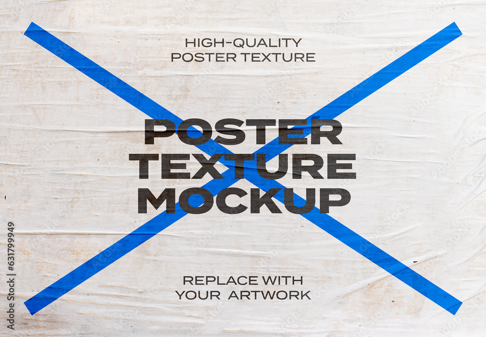 Close-Up Poster Mockup Texture Template Branding Identity Paper Glued ...