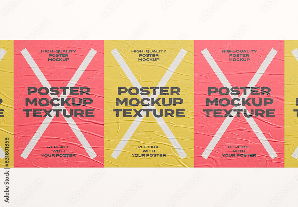 Poster Mockup Texture Art Template Branding Identity Blank Paper Glued ...